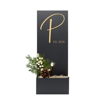 Vertical Custom House Sign with Last Name or Greeting and Planter Box ...