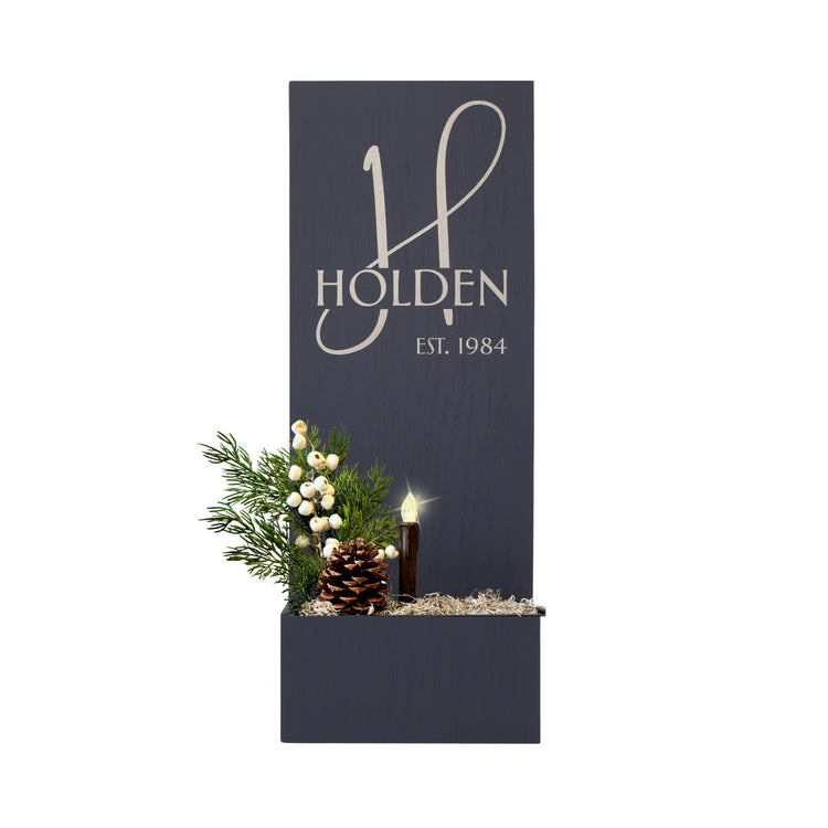 Vertical Custom House Sign with Last Name or Greeting and Planter Box ...