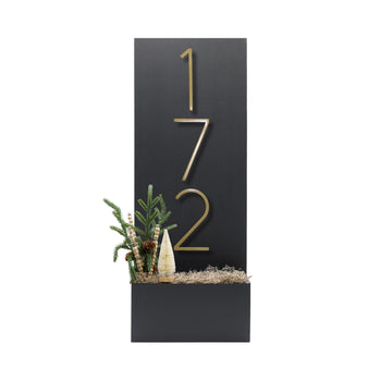 Vertical Custom House Sign with Metal Numbers and Planter Box - Picket ...