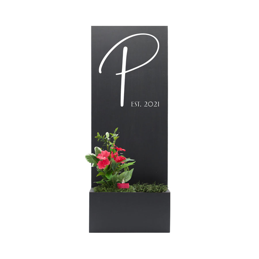 Vertical Custom House Sign with Last Name or Greeting and Planter Box ...