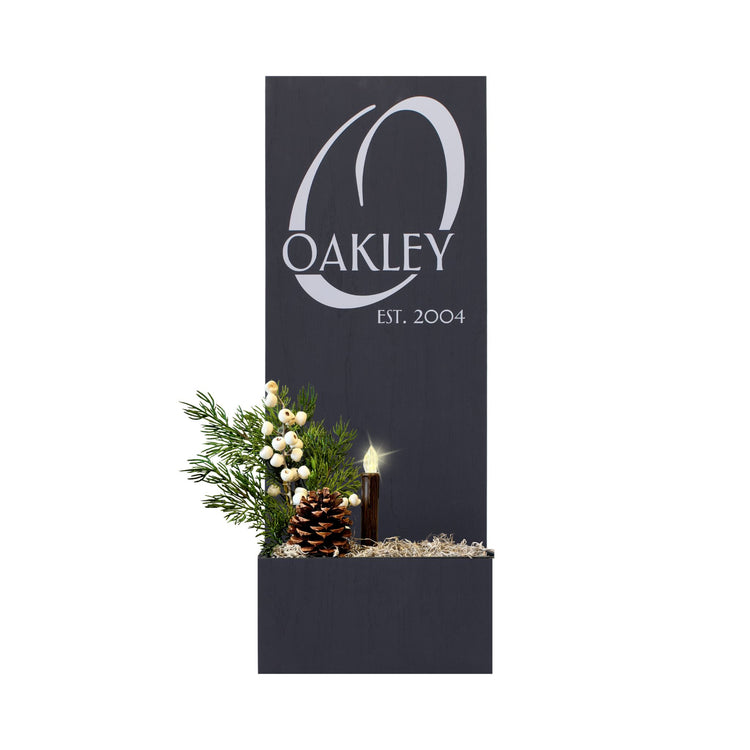 Vertical Custom House Sign with Last Name or Greeting and Planter Box ...