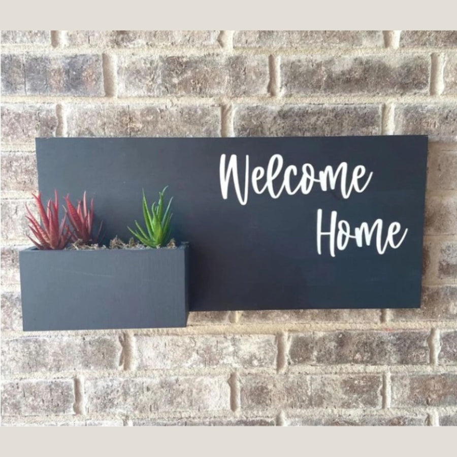 Horizontal Custom House Sign with Planter Box – Personalized Messages ...