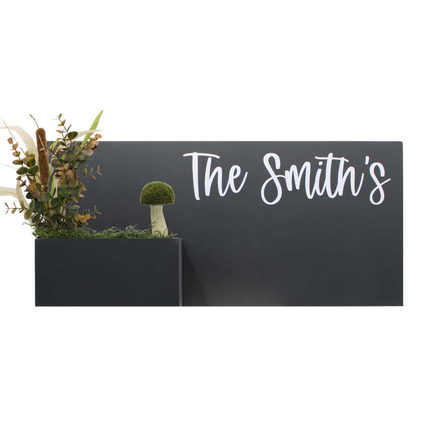 Horizontal Custom House Sign with Planter Box – Personalized Messages ...