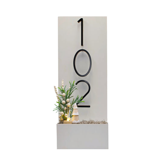Vertical Custom House Sign with Metal Numbers and Planter Box - Picket ...