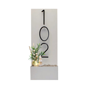Vertical Custom House Sign with Metal Numbers and Planter Box - Picket ...