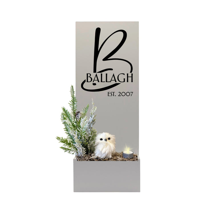 Vertical Custom House Sign with Last Name or Greeting and Planter Box ...