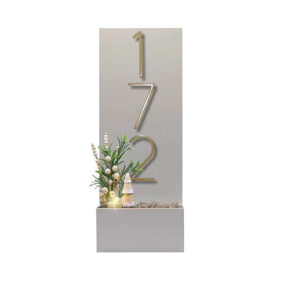 Vertical Custom House Sign with Metal Numbers and Planter Box - Picket ...