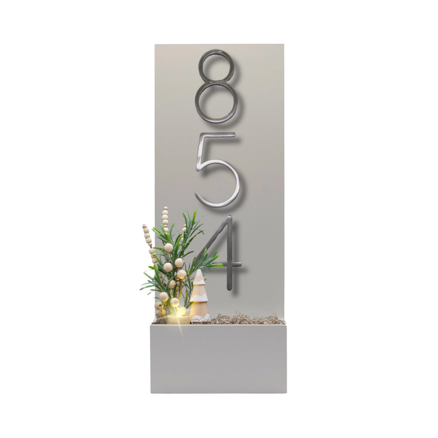 Vertical Custom House Sign with Metal Numbers and Planter Box - Picket ...