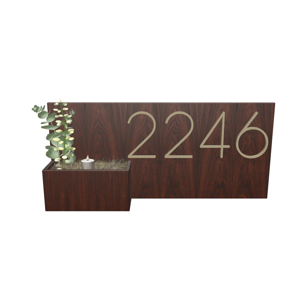 Horizontal House Number Sign with Metal Numbers and Planter Box ...