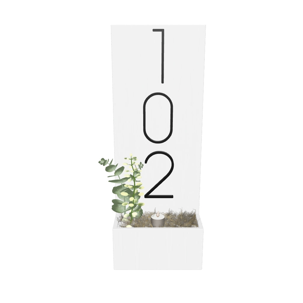 Vertical Custom House Sign with Metal Numbers and Planter Box - Picket ...
